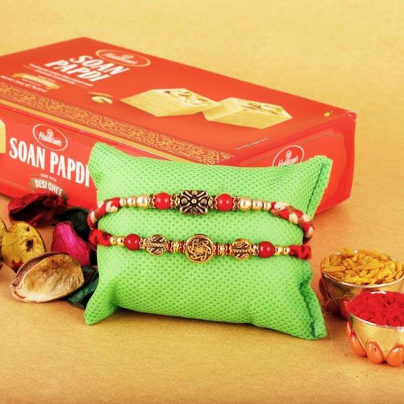 Send Two Rakhis & Soan Papdi Online | Rakhibazaar.com