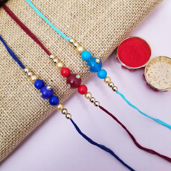 Send 3 Colorful Bead Rakhis Online | Rakhibazaar.com