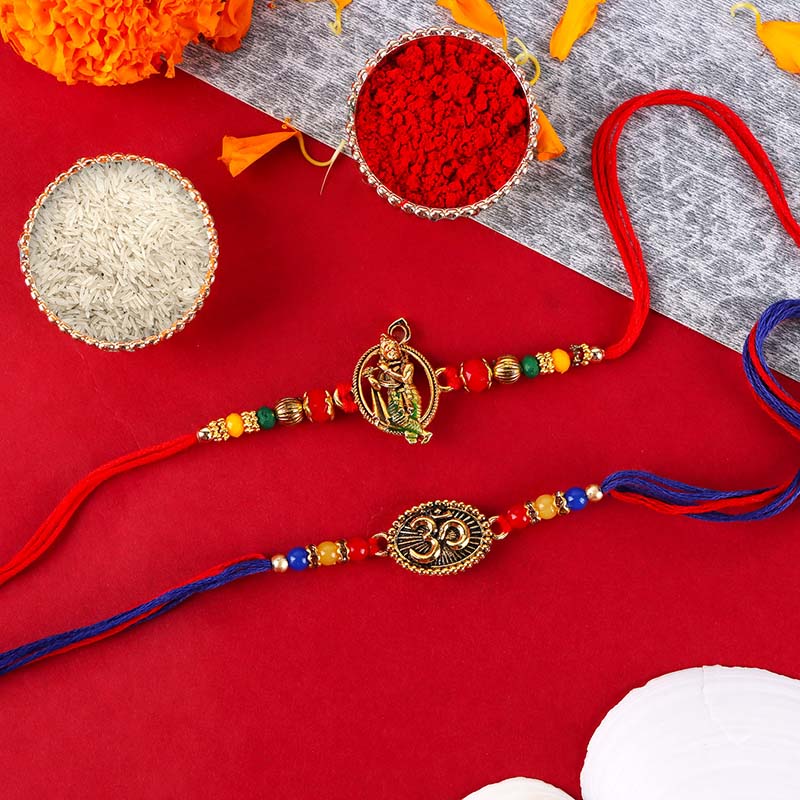Send Religious Krishna & Aum Rakhi Set Online | Rakhibazaar.com