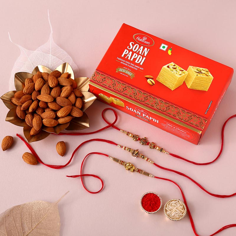 Send Sneh Feng Shui Rakhi Set With Soan Papdi & Almonds Online ...