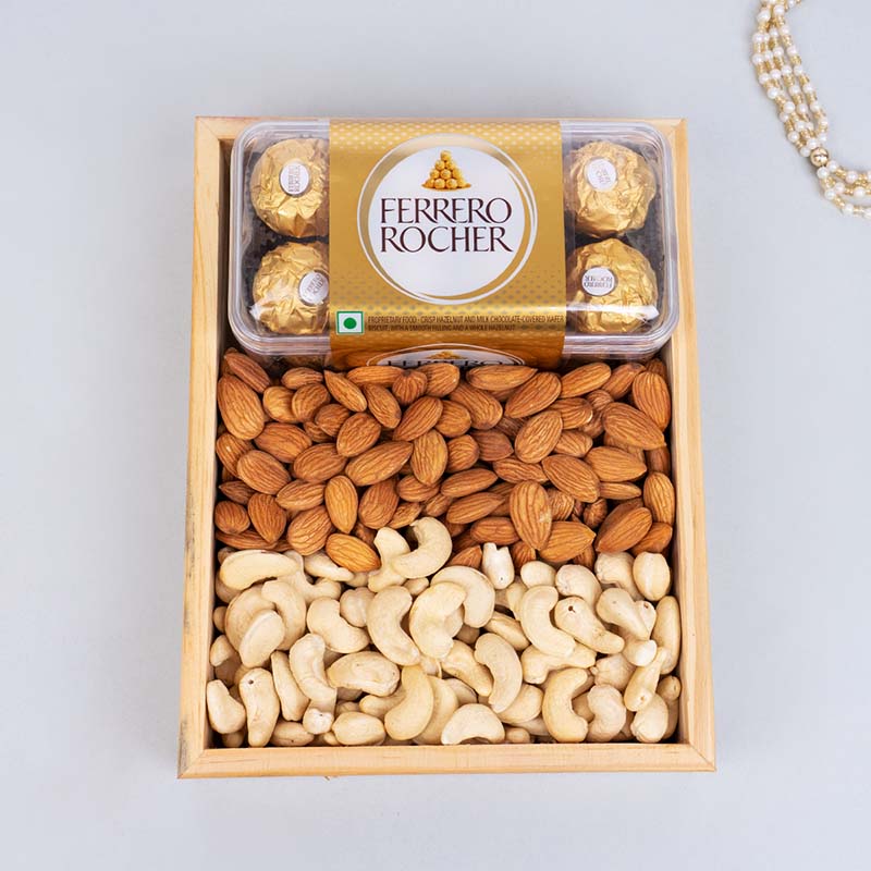 Send Cashews N Almonds with Ferrero Rocher Gift Hamper Online ...