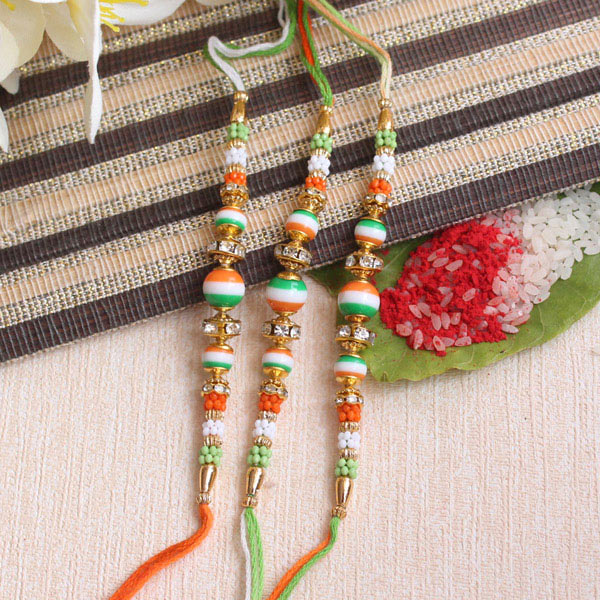 Send Set of 3 beautiful tricolor Rakhi Online | Rakhibazaar.com