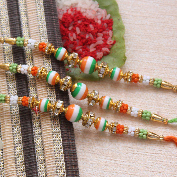 Send Set of 3 beautiful tricolor Rakhi Online | Rakhibazaar.com