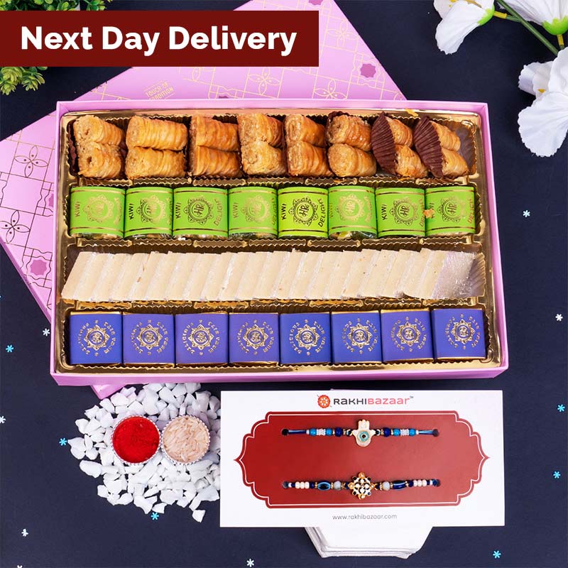 Send Set of 2 Rakhi with Haldiram Sweet Box Next Day Delivery Online ...