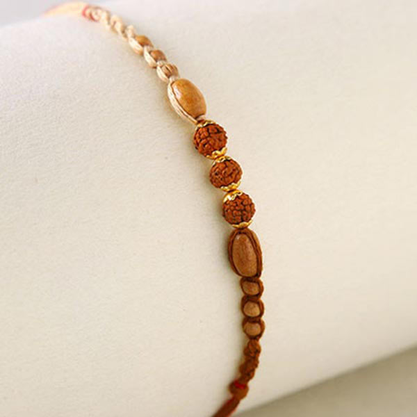 Send Elegant Red Rudraksh Rakhi Online | Rakhibazaar.com