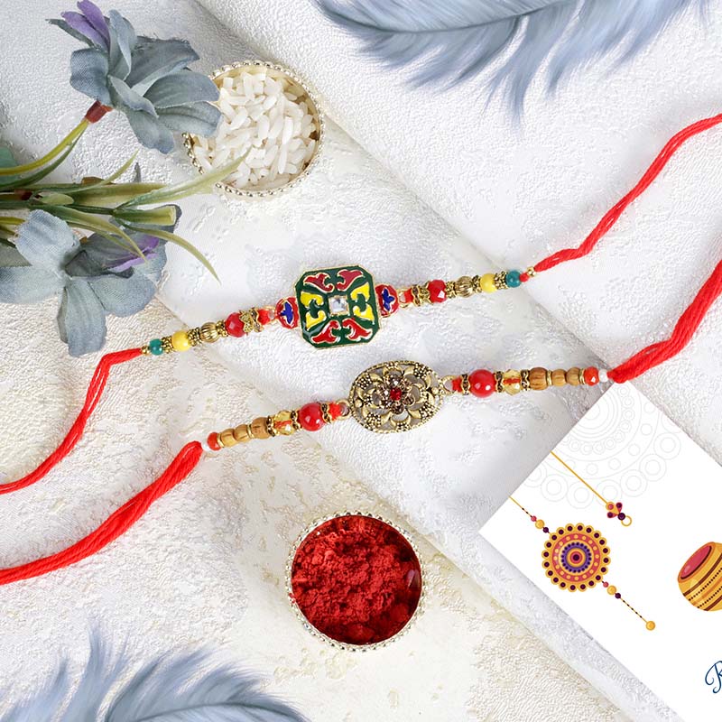 Send Appealing Set of Two Rakhi Online | Rakhibazaar.com