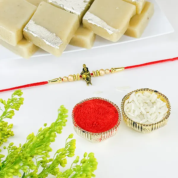 Send Krishna Rakhi with Kaju Katli Online | Rakhibazaar.com